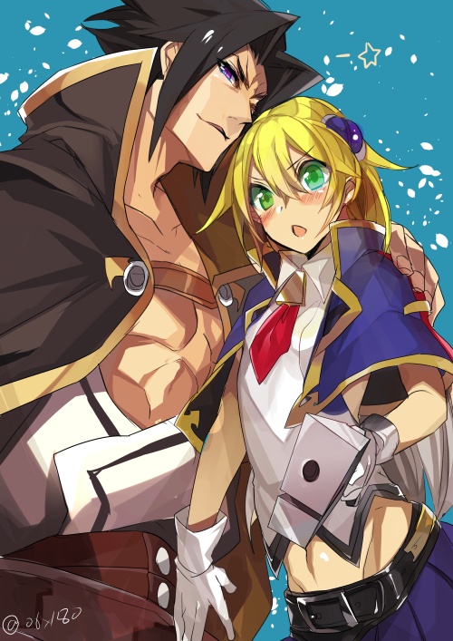 Safebooru - 1boy 1girl :o belt black hair blazblue blazblue ...