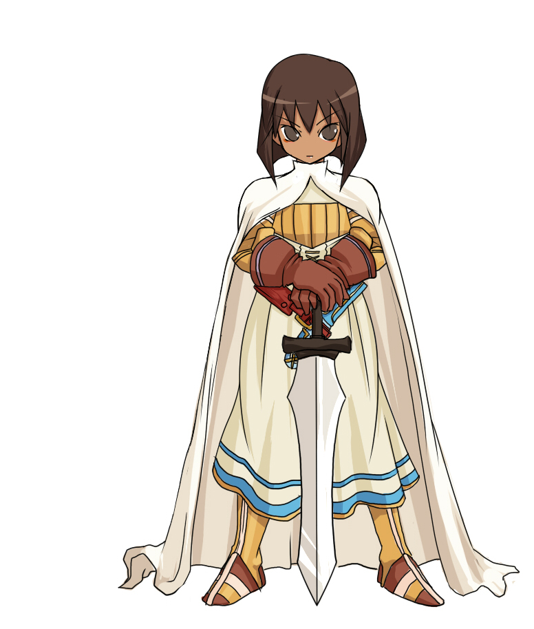 Safebooru - armored dress brown hair cape class change dark skin ...