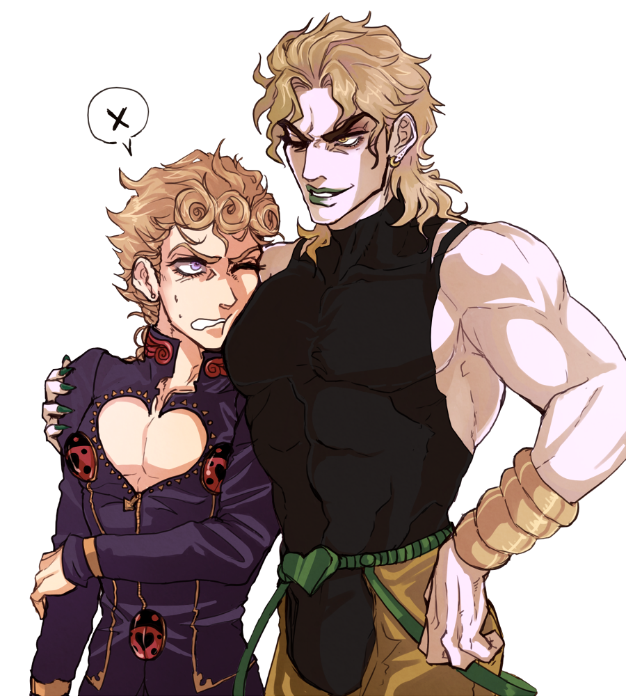 Safebooru - 2boys abs arm around shoulder birthmark blonde hair dio brando earrings father and ...