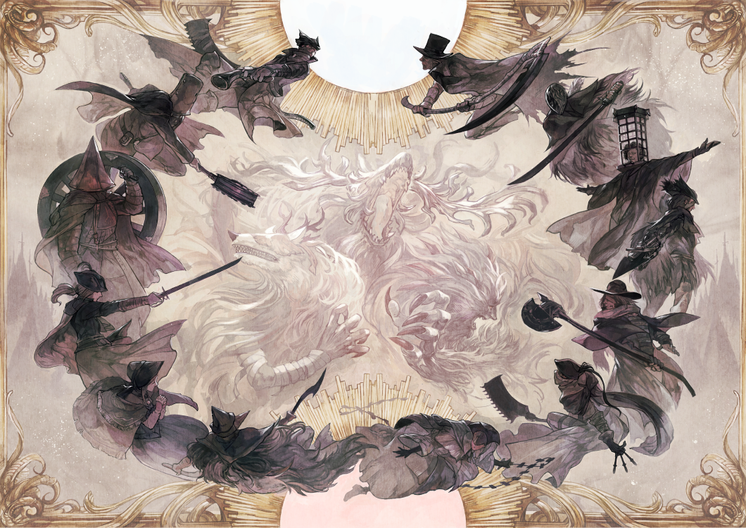 Safebooru - 3girls alfred (bloodborne) axe black hair blades of mercy ...