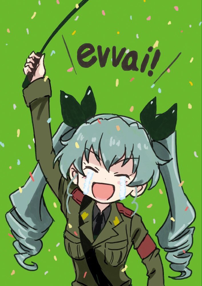 Safebooru - 1girl anchovy arm up armband bandolier bangs closed eyes ...