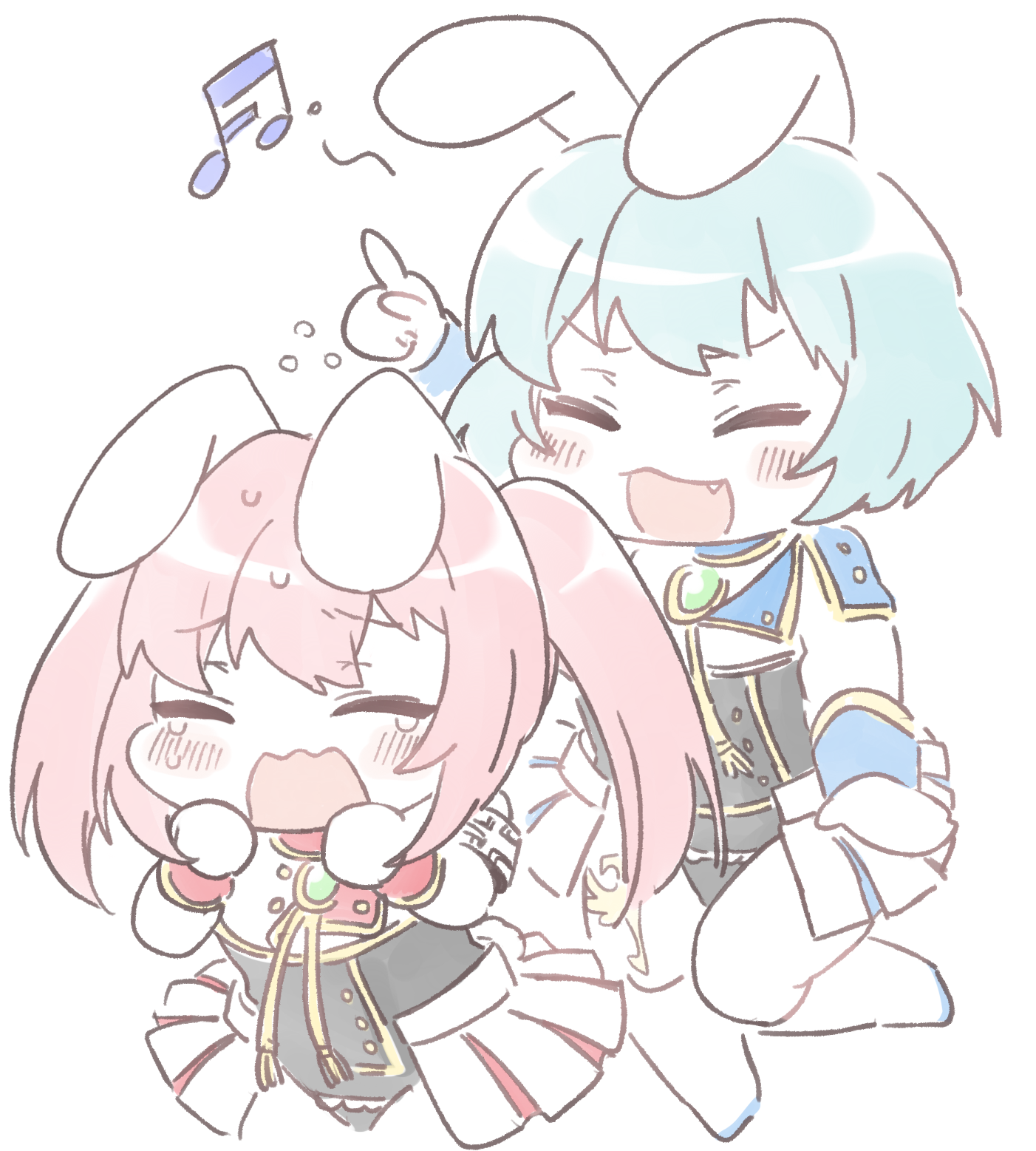 Safebooru - 2girls animal ears blue hair blush stickers bunny tail ...