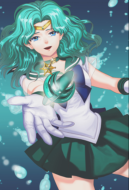 Safebooru - 1girl aqua hair aqua skirt bishoujo senshi sailor moon blue eyes bow choker crystal ...