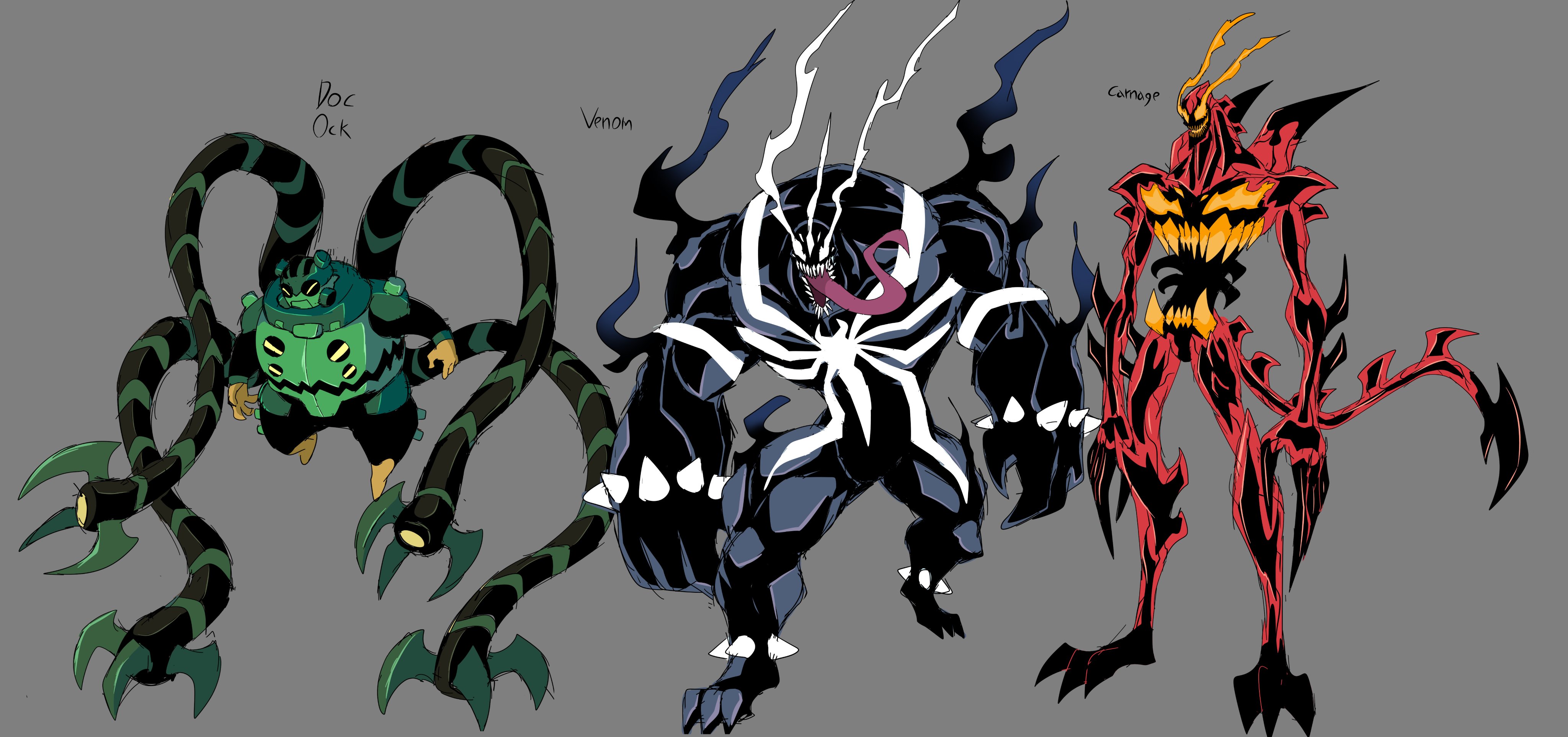 Safebooru - 3boys absurdres bodysuit carnage (marvel) claws ...
