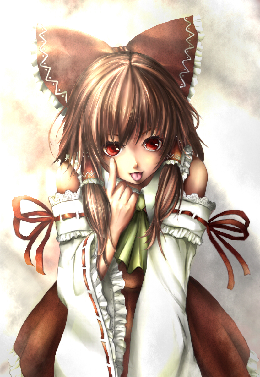 Safebooru - akanbe face hakurei reimu highres solo takakyo touhou | 174721