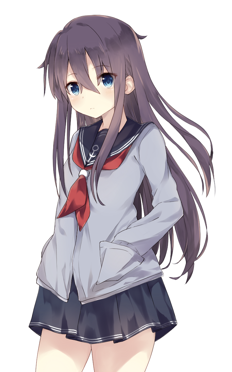 Safebooru - 1girl akatsuki (kantai collection) blush cardigan hands in ...