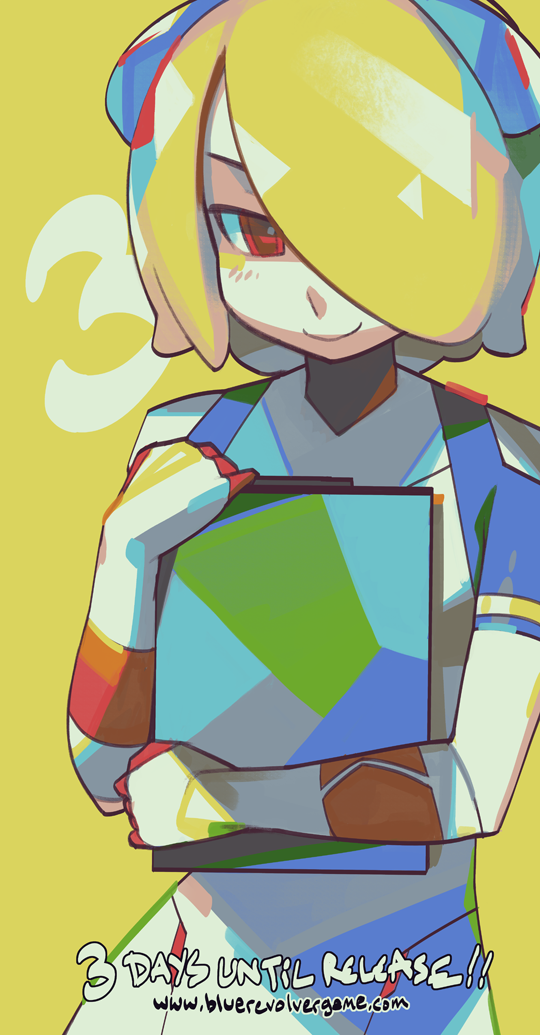 Safebooru - 1girl blonde hair blue revolver bodysuit clipboard ...