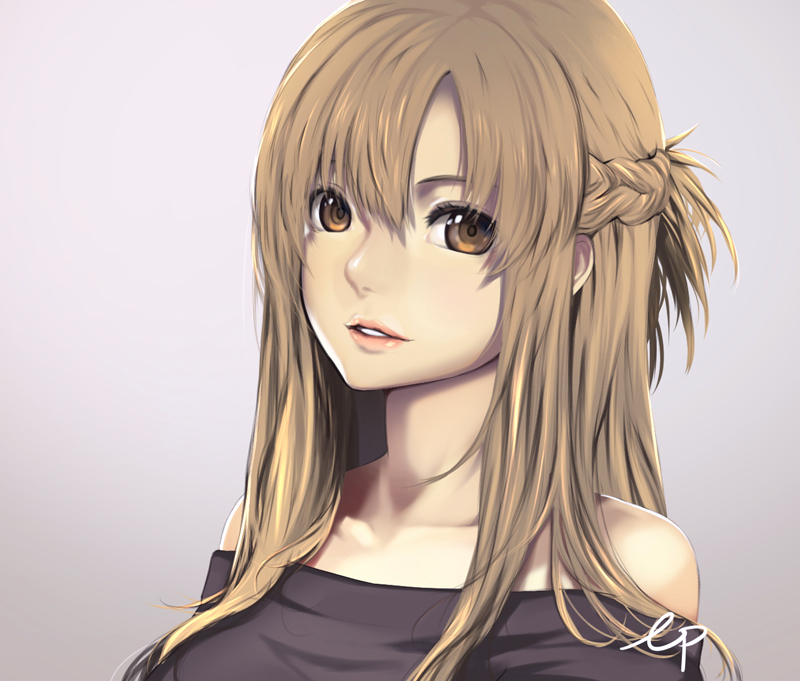 Safebooru - 1girl asuna (sao) bare shoulders braid brown eyes brown ...