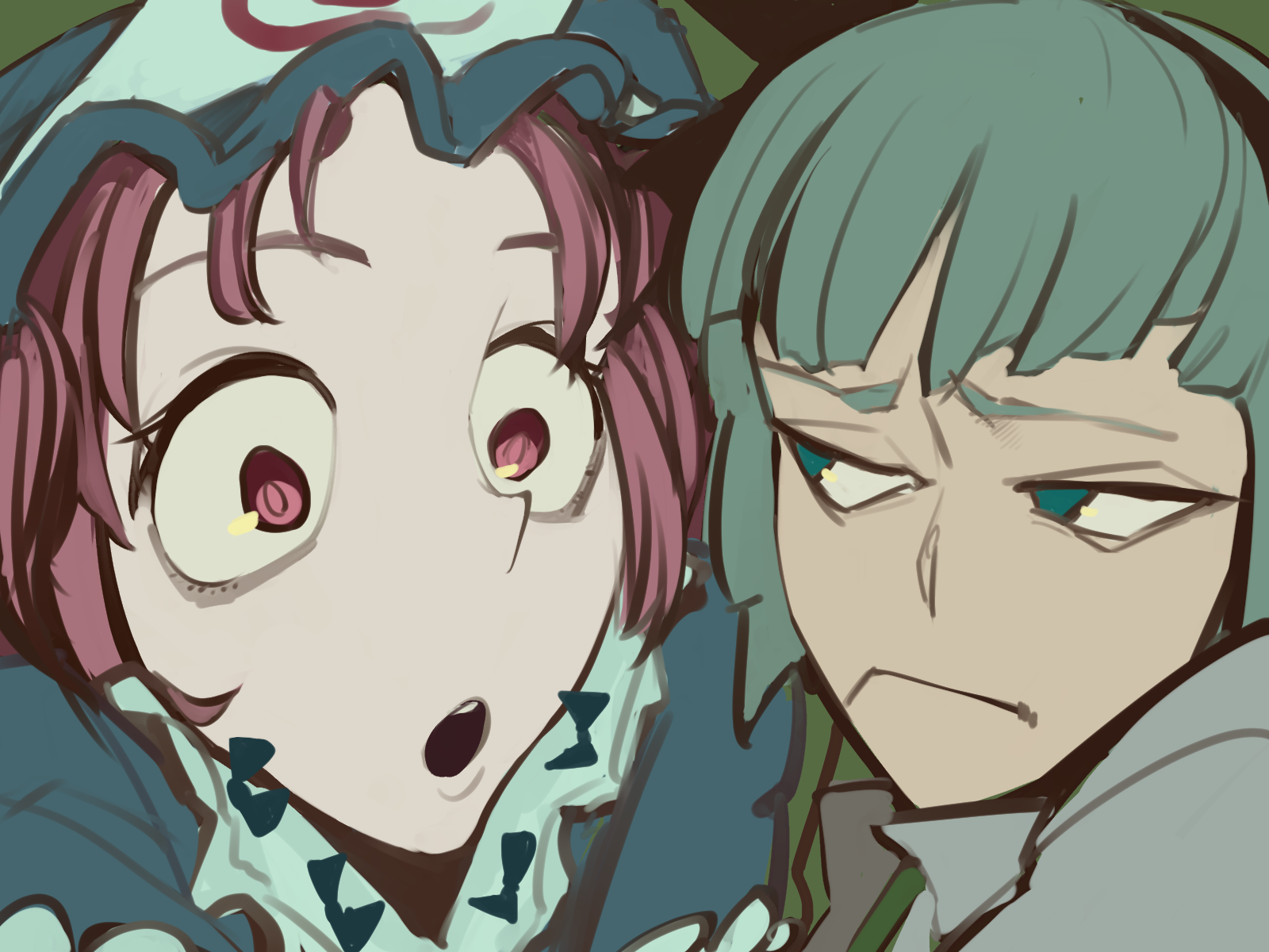 Safebooru - 2girls black hairband black ribbon blue eyes blue kimono bob cut closed mouth ...