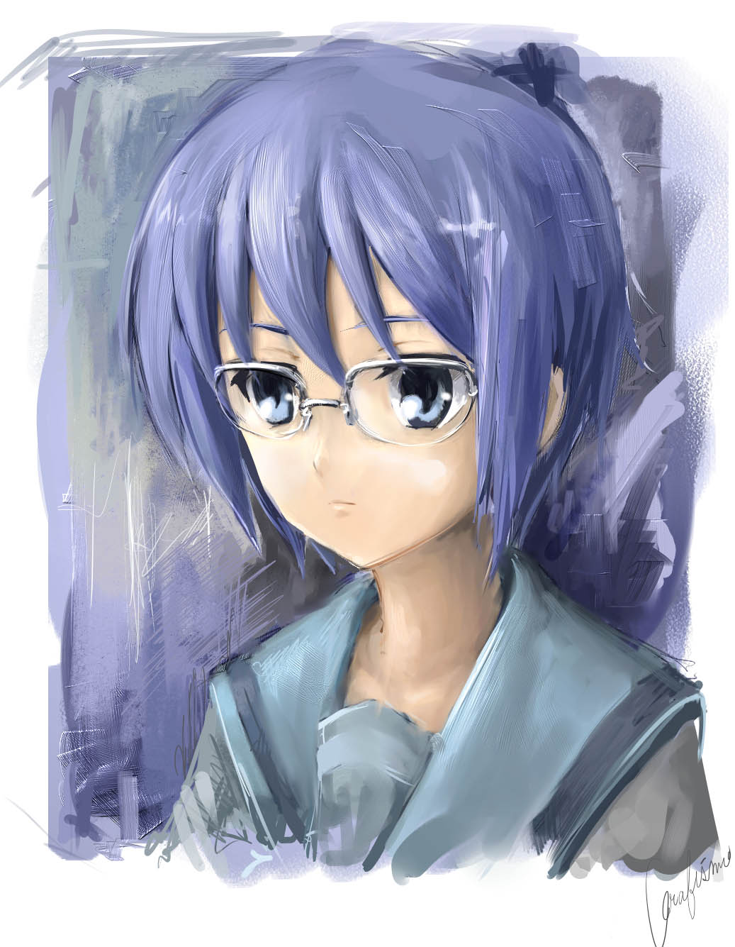 Safebooru - glasses highres miyahara koumei nagato yuki portrait purple ...