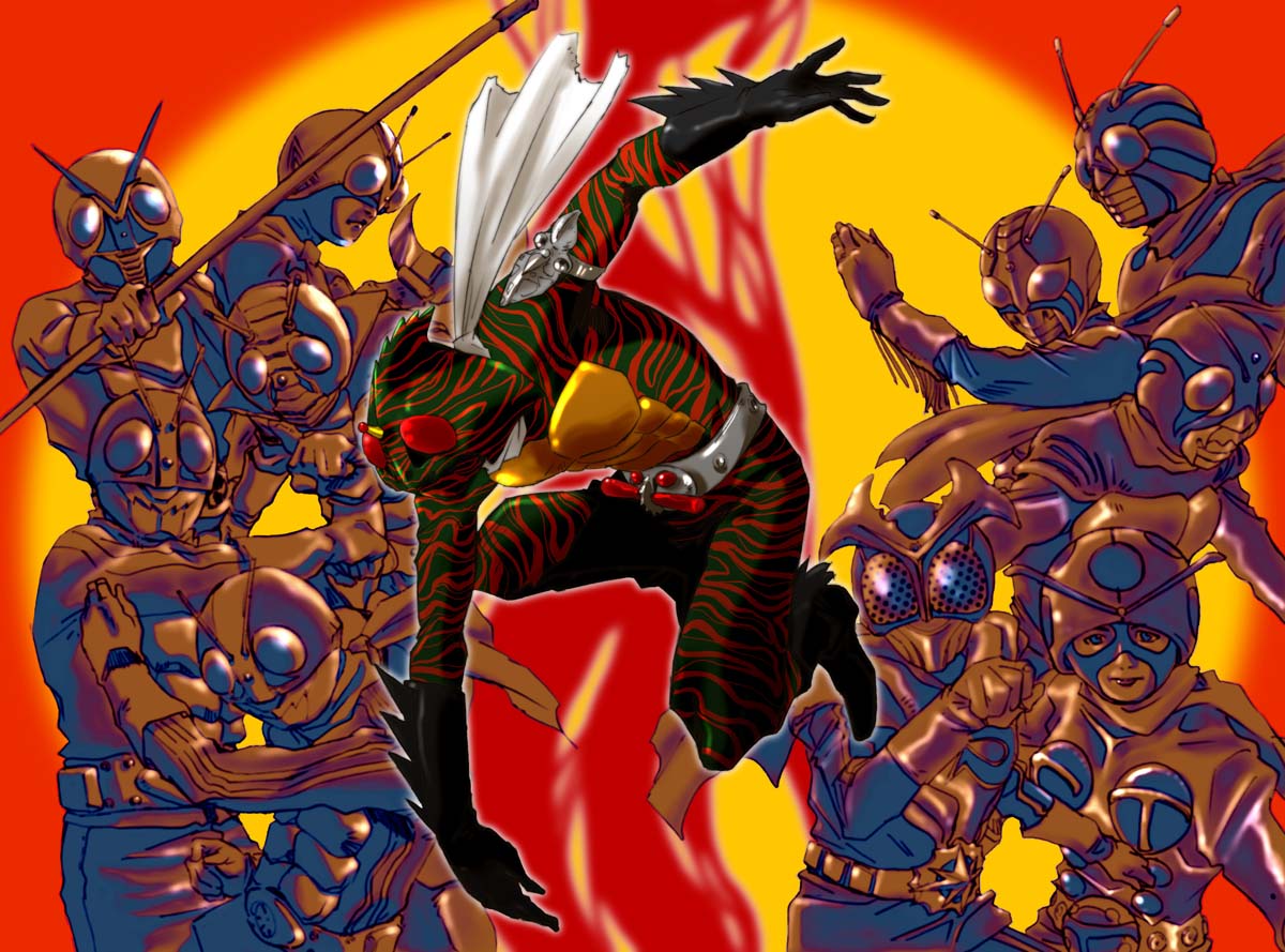 Safebooru - armlet belt electro wave human tackle gloves horn kamen ...