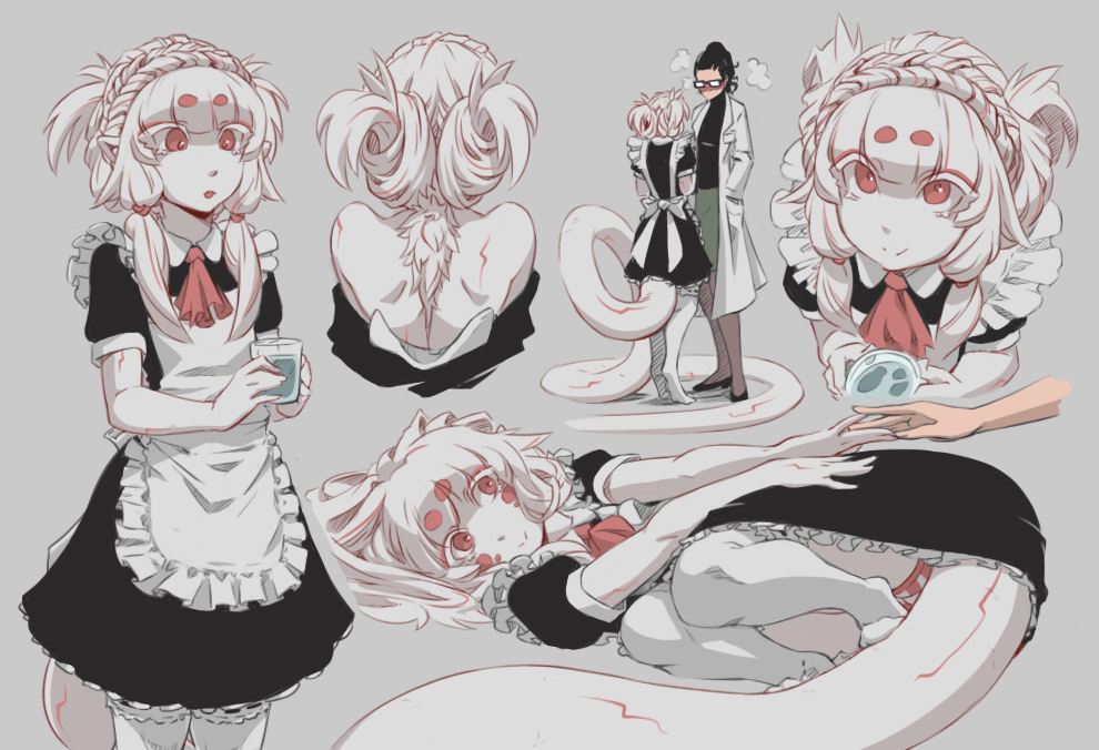 Safebooru - 2girls alien alternate costume alternate hairstyle apron ...