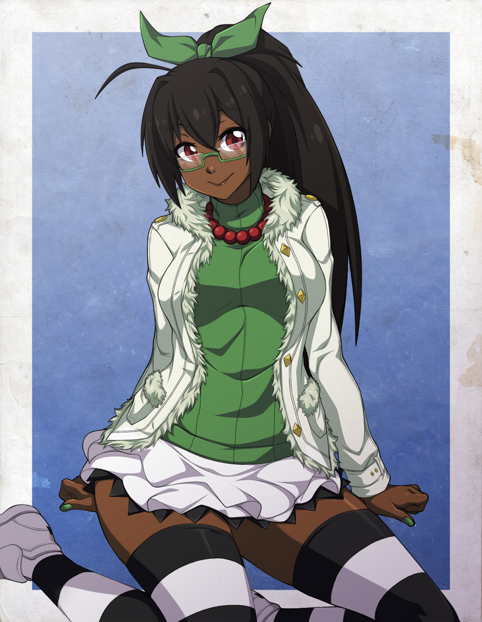 Safebooru 1girl Ahoge Black Hair Borrowed Character Bracelet Breasts 2954