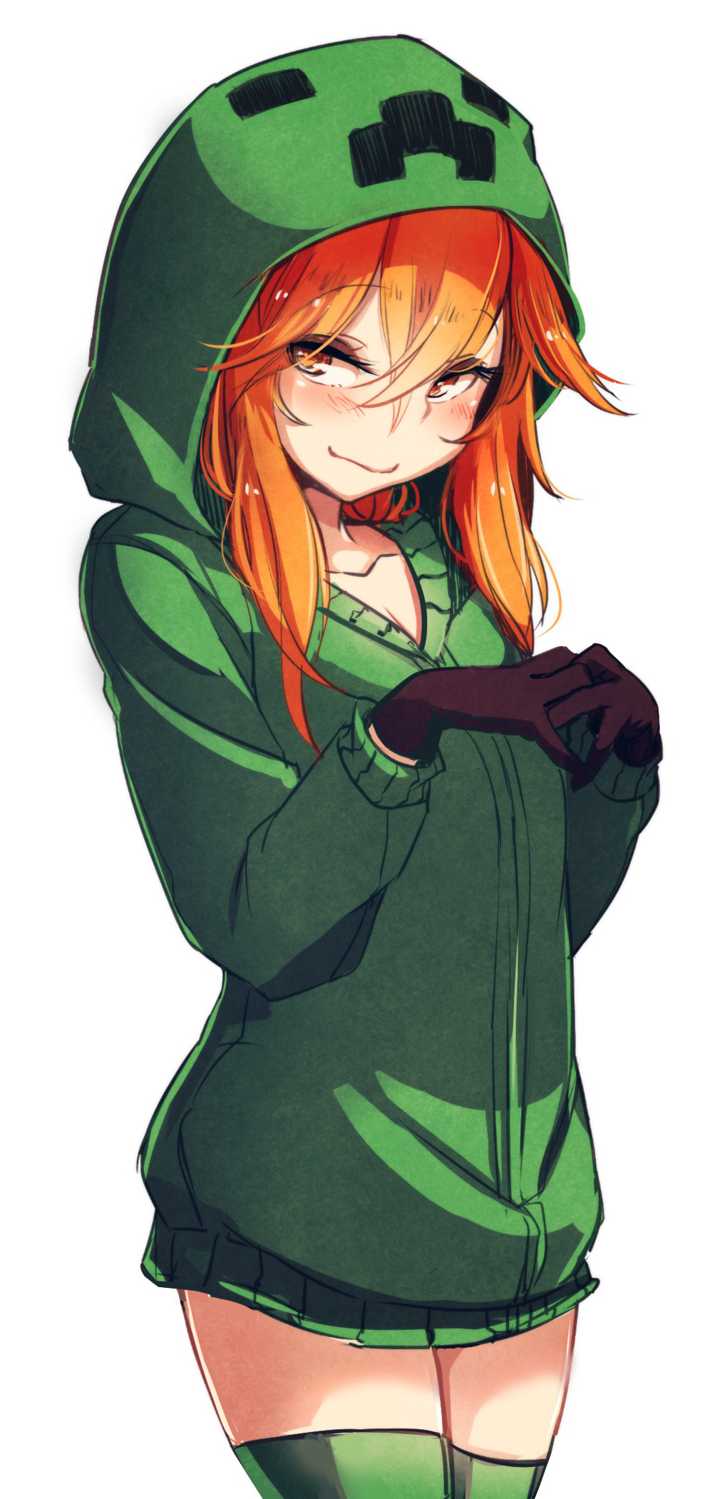 Safebooru - 1girl at2. black gloves blush creeparka creeper cupa (at2 ...