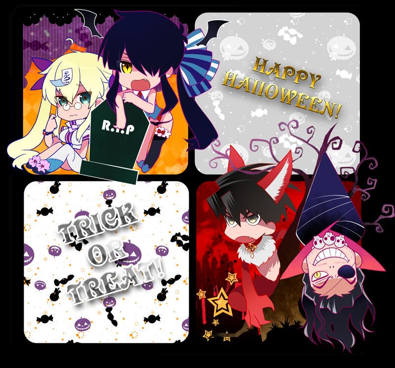 Safebooru - 1girl 3boys androgynous black hair chibi crossdressinging ...