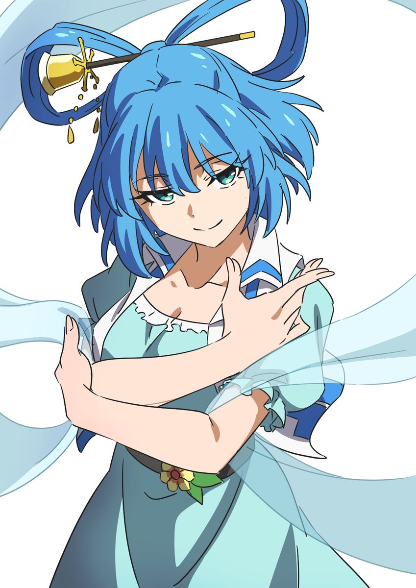 Safebooru - 1girl blue dress blue eyes blue hair dress gyouza (mhea5724) hagoromo hair ornament ...