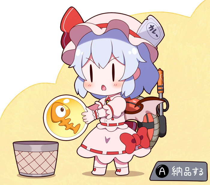 Safebooru - 1girl 60mai bat wings blue hair bow brooch chibi commentary ...