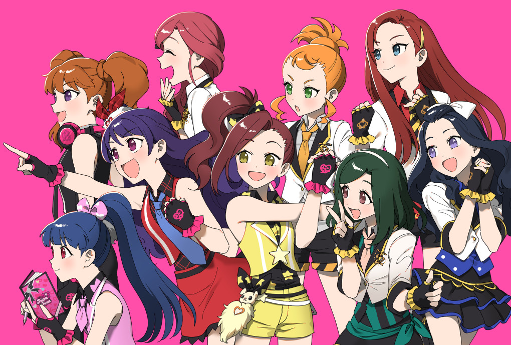 Safebooru - 6+girls :d ageha mia arm up bare shoulders black footwear black gloves black pants ...