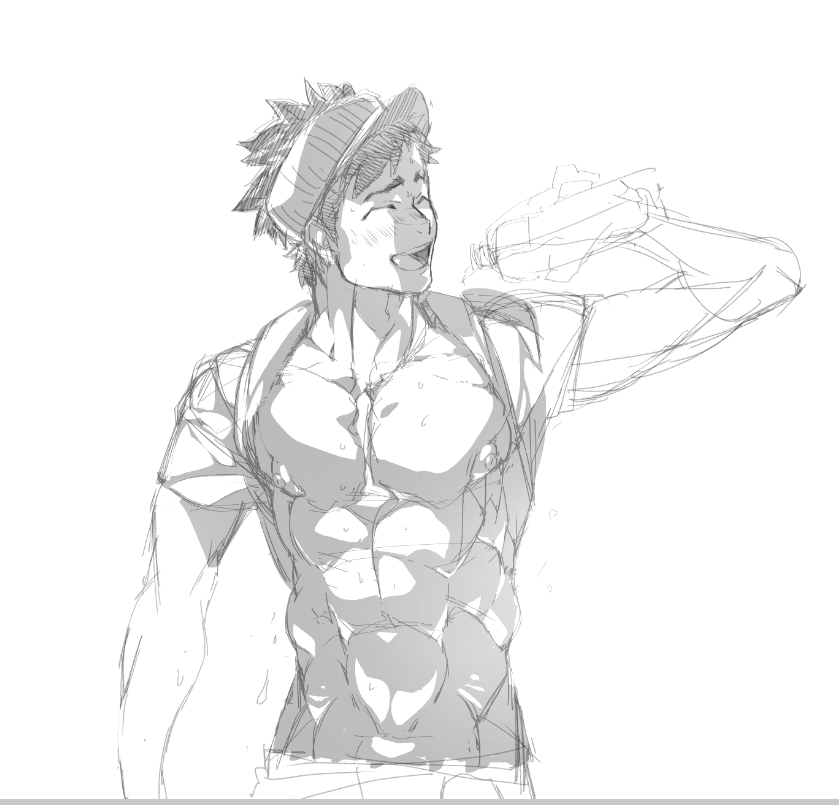 Safebooru - 1boy abs bottle male protagonist (pokemon go) monochrome ...