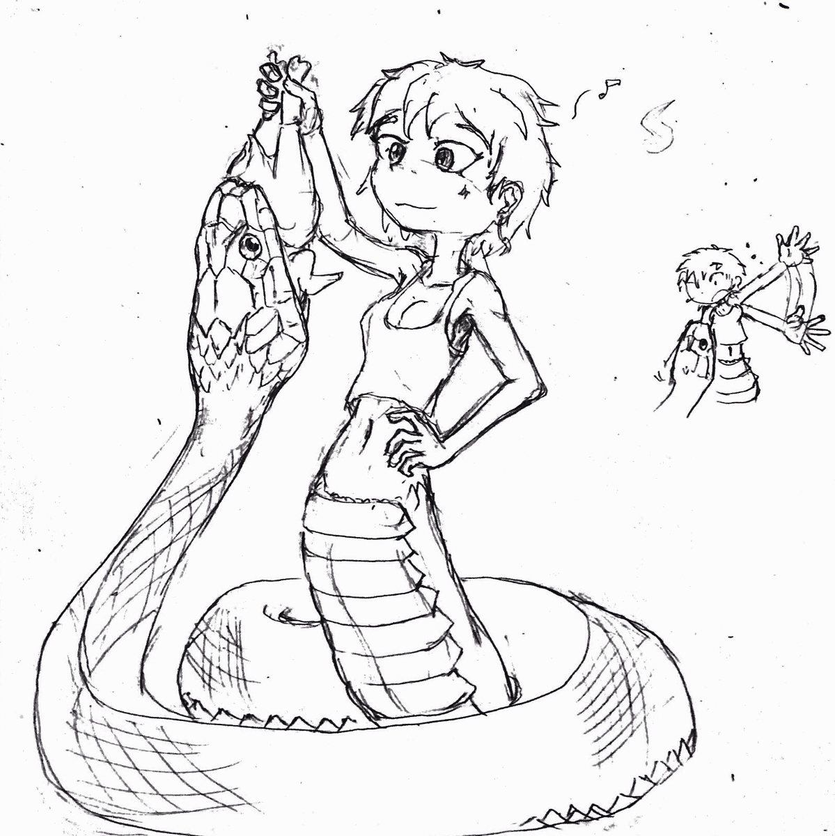 Safebooru - 1girl character sheet eating feeding female lamia ...