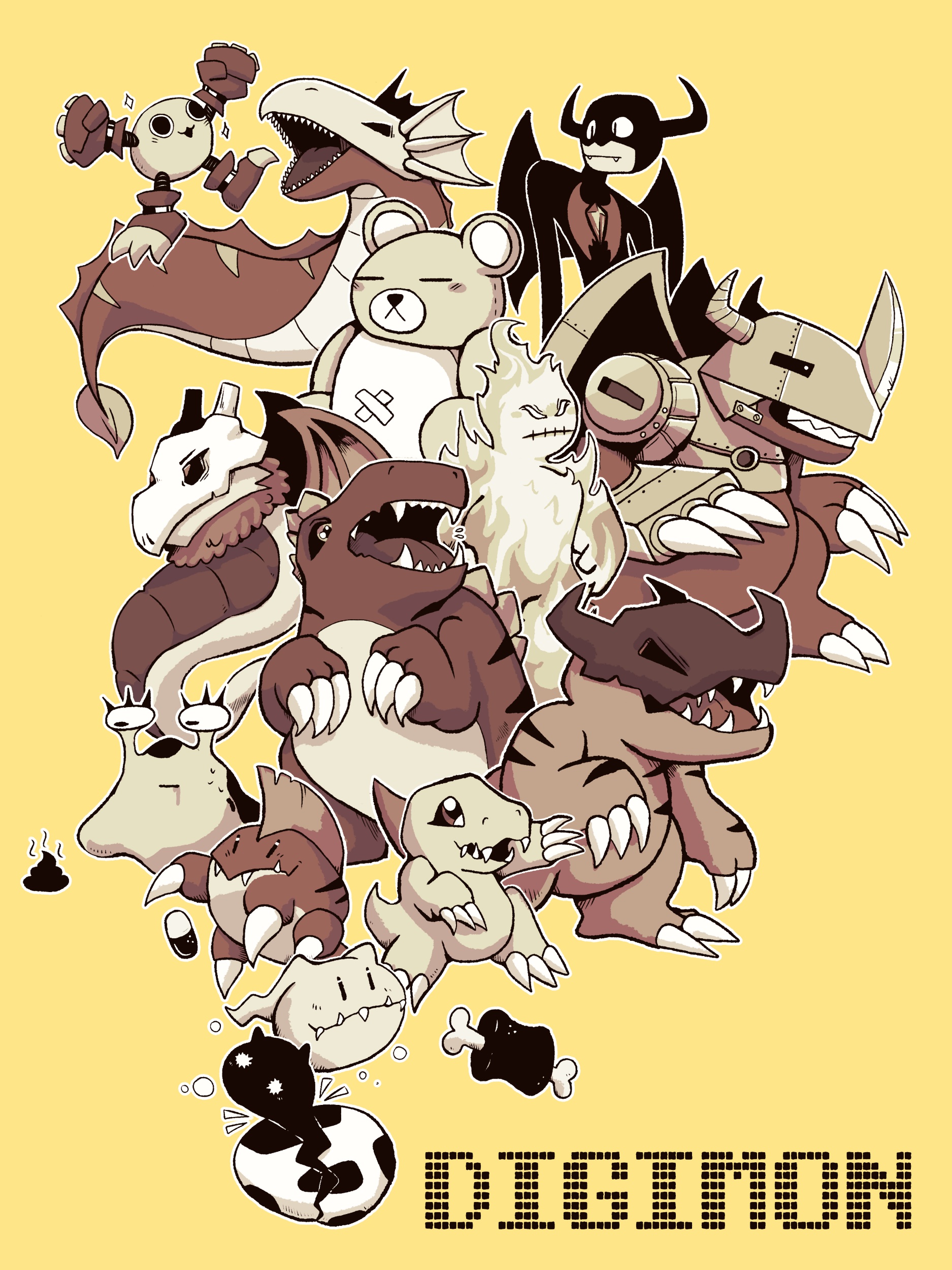 Safebooru - absurdres agumon bear beetalerry betamon botamon devimon ...