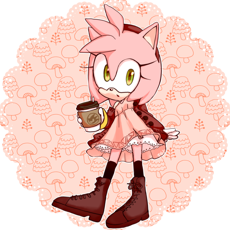 Safebooru - 1girl alternate costume amy rose animal ears animal nose boots coffee coffee cup ...