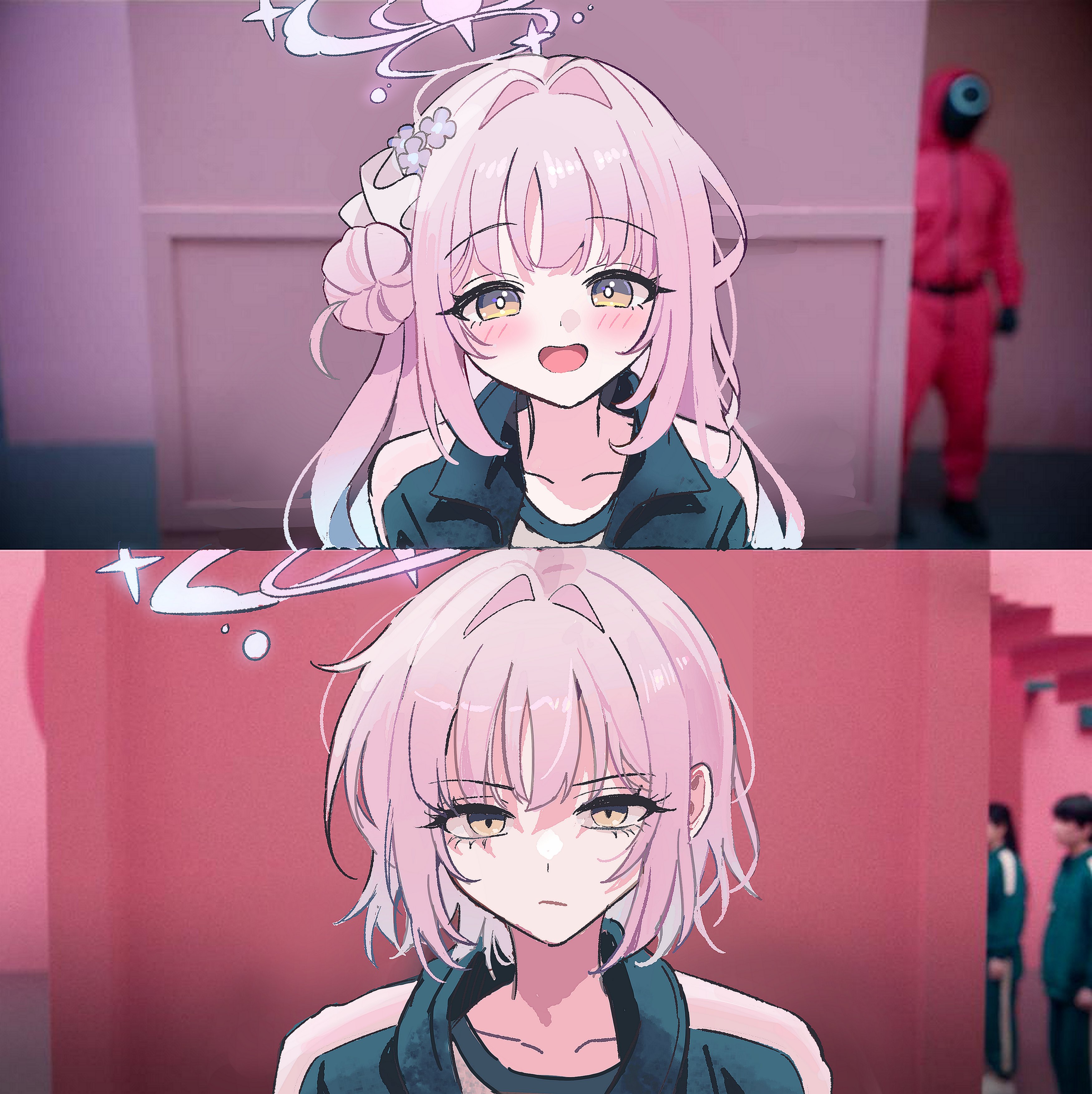 Safebooru - 1girl absurdres alternate hair length alternate hairstyle blue archive green jacket ...