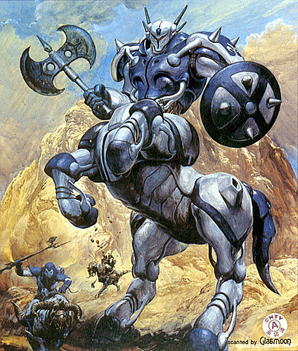 Safebooru - 80s animal armor centaur horns kikou-kai galient mecha ...