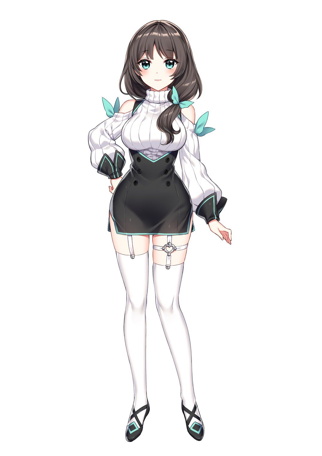 Safebooru - 1girl aqua eyes bangs bare shoulders black hair blush breasts buttons character ...