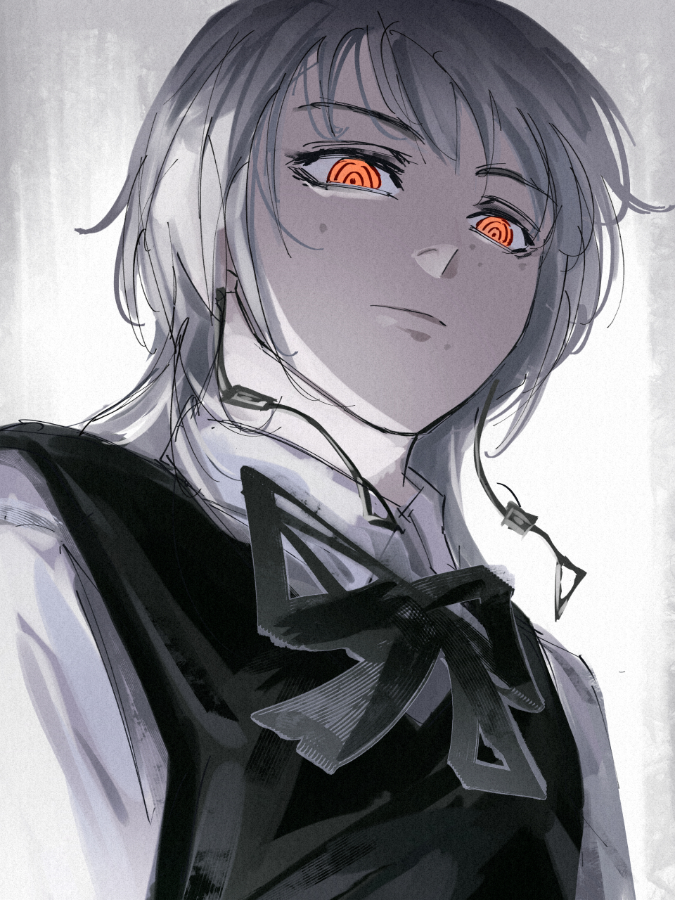 Safebooru - 1girl axelstool black dress chainsaw man closed mouth collared shirt dress earrings ...