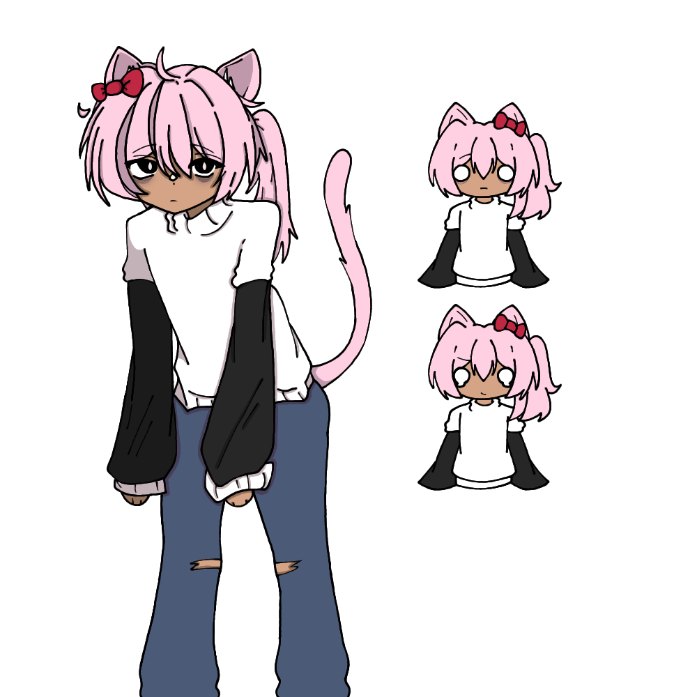 Safebooru - 1boy bangs black eyes bow cat ears catboy coloring crepe ...