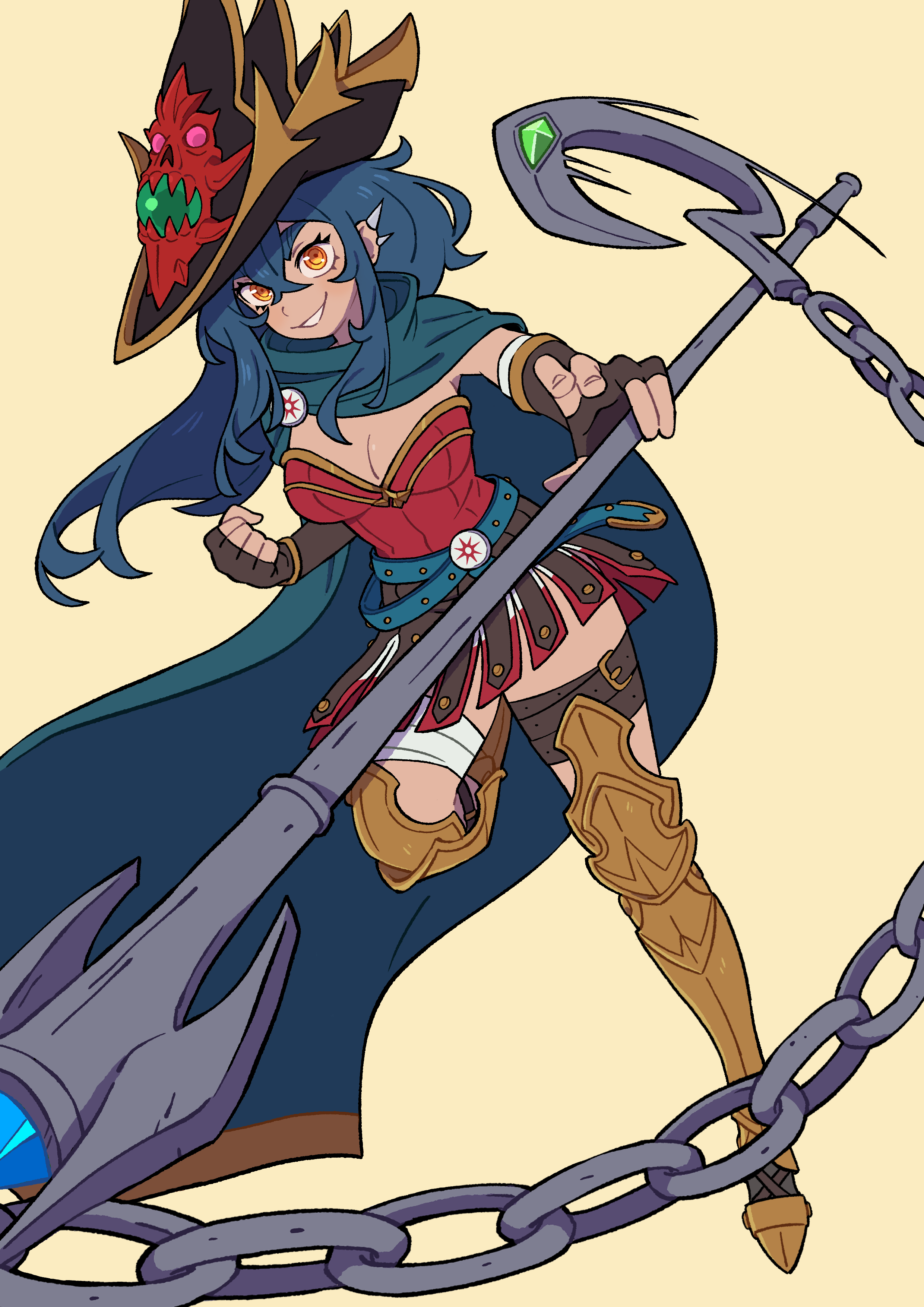 Safebooru - 1girl absurdres armor armored boots bandaged arm bandaged leg bandages belt blue ...