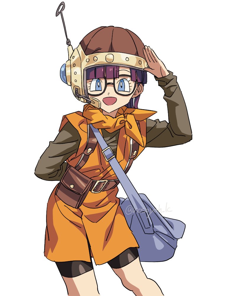 Safebooru - 1girl arm behind back bag bike shorts black shorts blue bag blue eyes blunt bangs ...