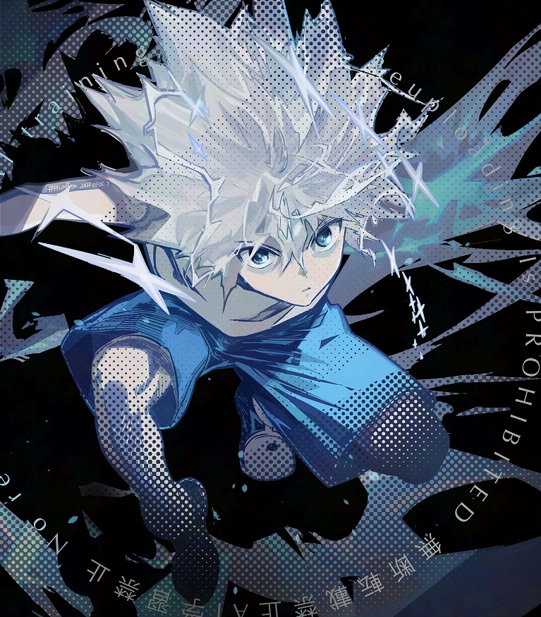 Safebooru - 1boy black background blue eyes blue shorts closed mouth ...
