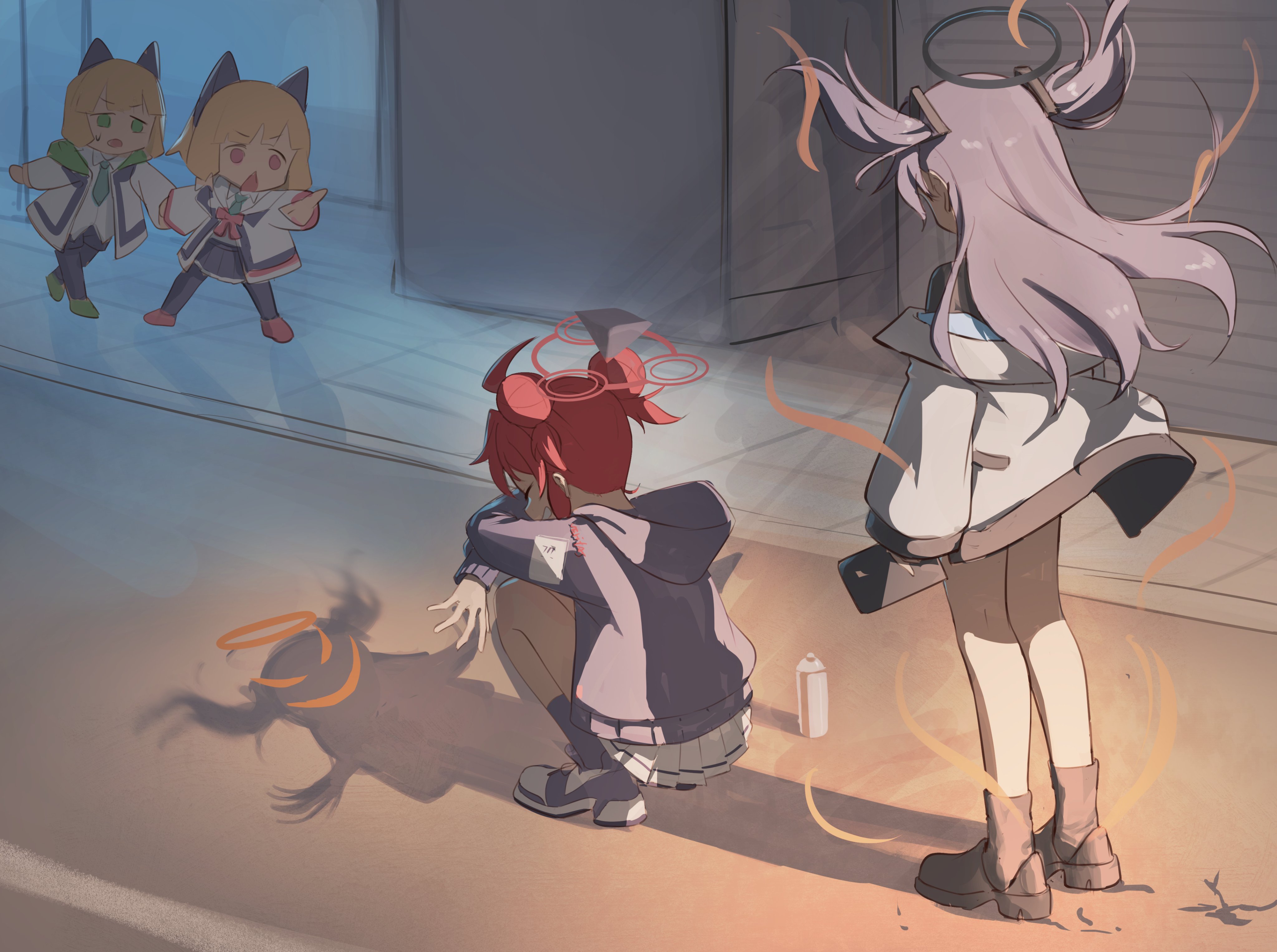 Safebooru - 4girls absurdres angry blue archive cat shadow puppet (meme ...