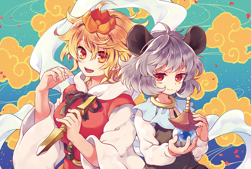 Safebooru - 2girls animal ears bishamonten's pagoda grey hair mouse ears multiple girls nazrin ...