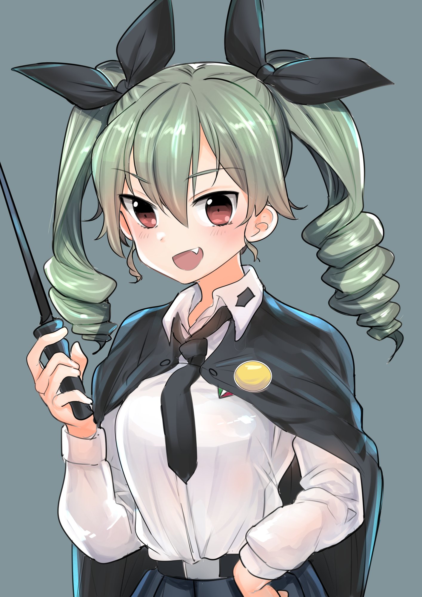 Safebooru - 1girl anchovy anzio (emblem) anzio school uniform bangs cape drill hair emblem girls ...
