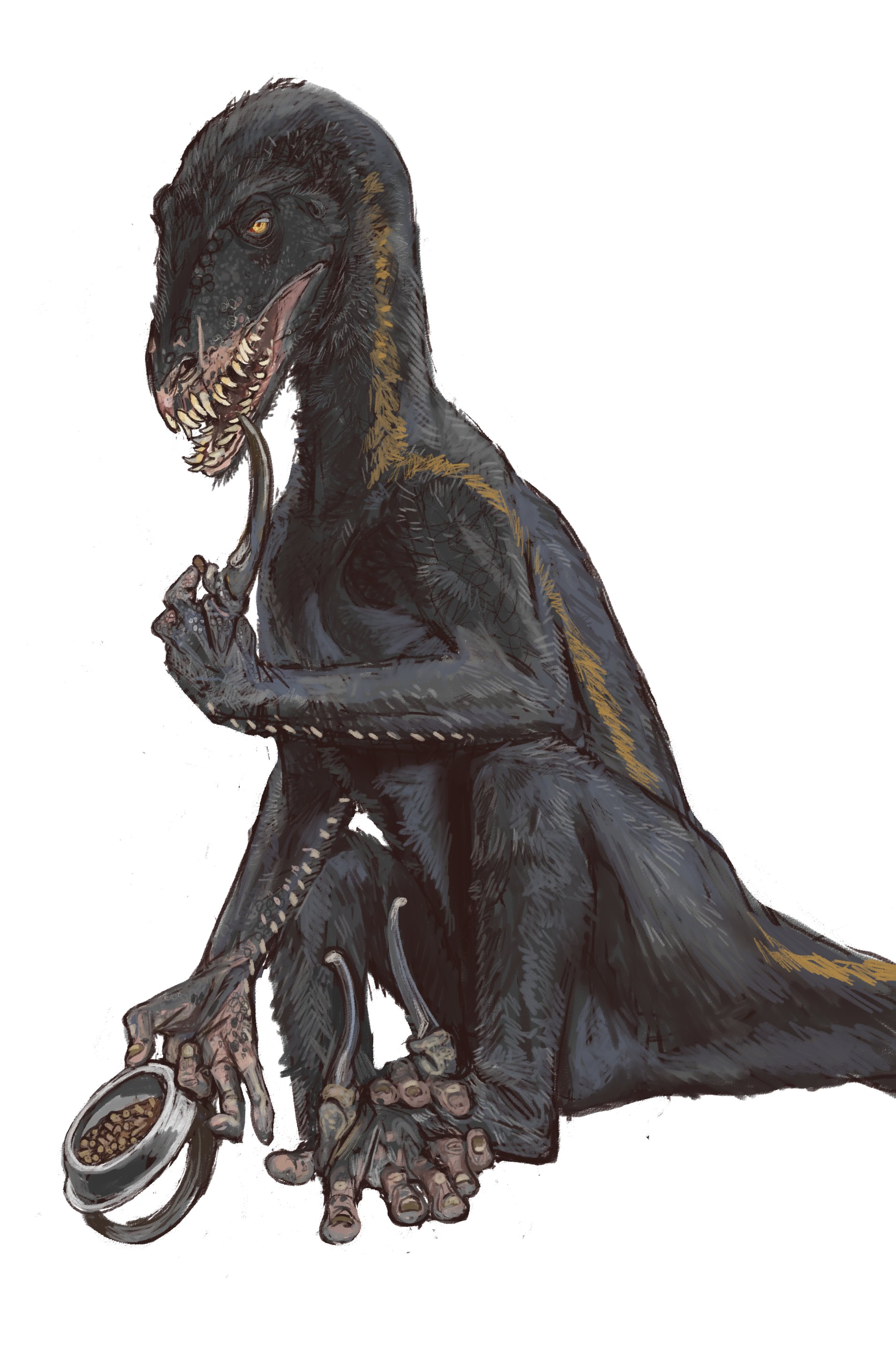 Safebooru - absurdres bowl claws feathered dinosaur highres indoraptor ...