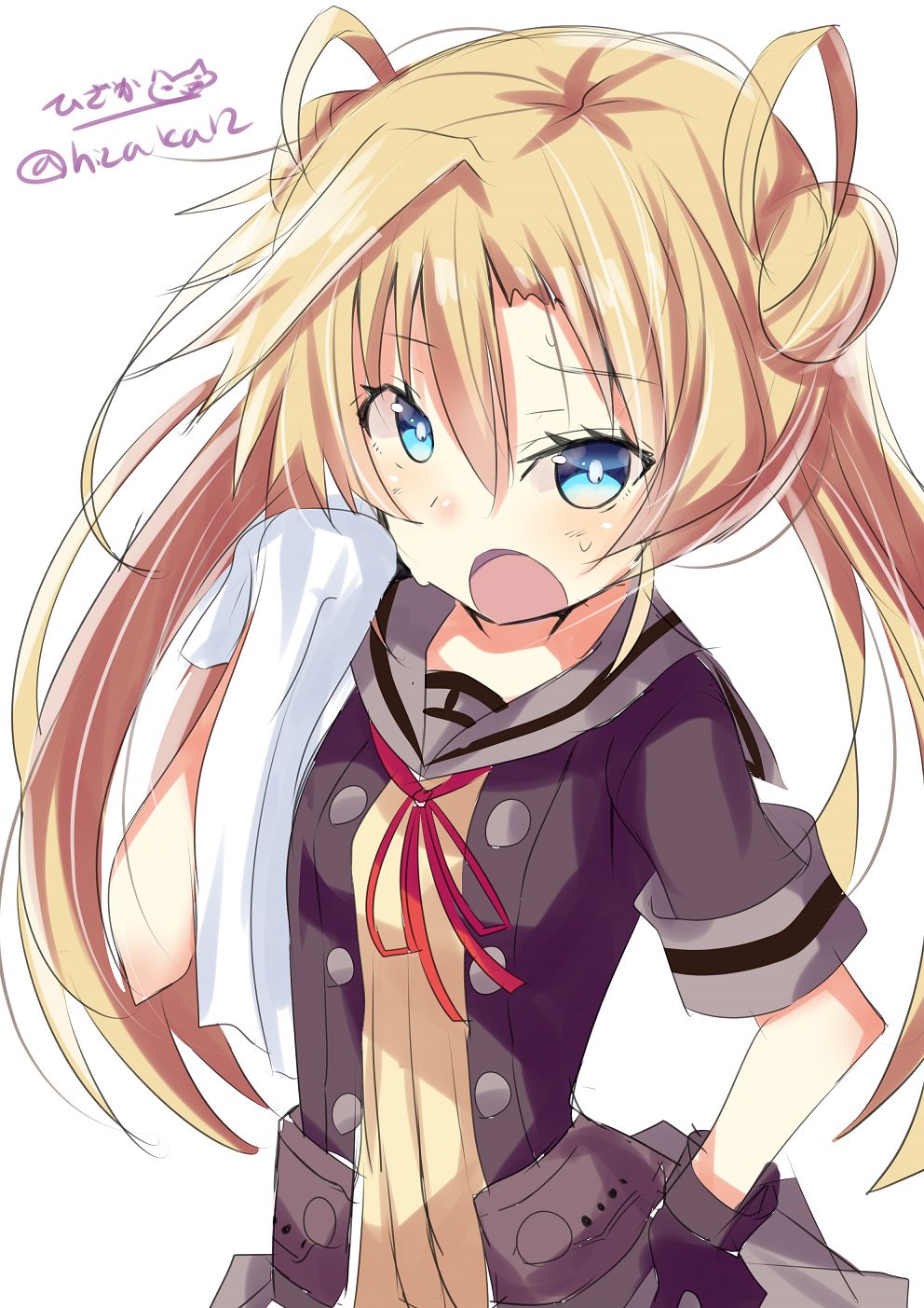 Safebooru - 1girl abukuma (kantai collection) bangs black gloves blonde hair blue eyes cowboy ...