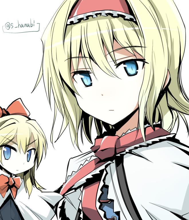 Safebooru - 1girl alice margatroid blonde hair blue eyes bow capelet frills hair bow hairband ...