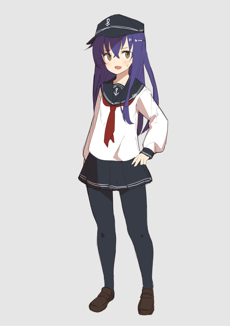 Safebooru - 1girl akatsuki (kantai collection) anchor symbol black legwear brown eyes flat cap ...
