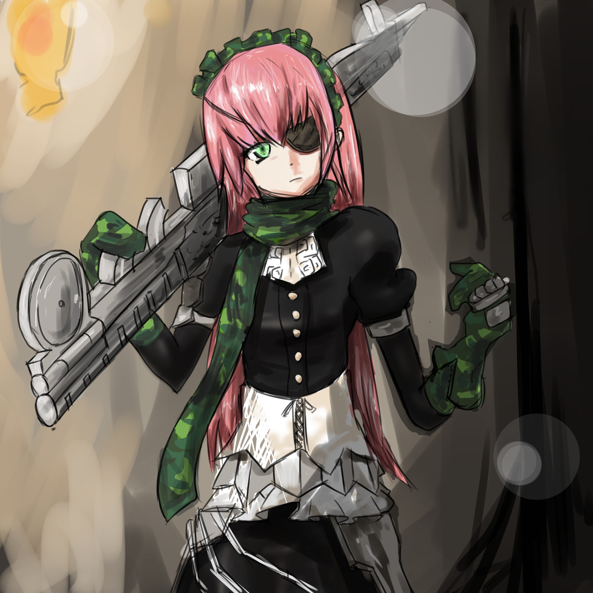 Safebooru - 1girl armored dress artist request cz2128 delta eyepatch ...