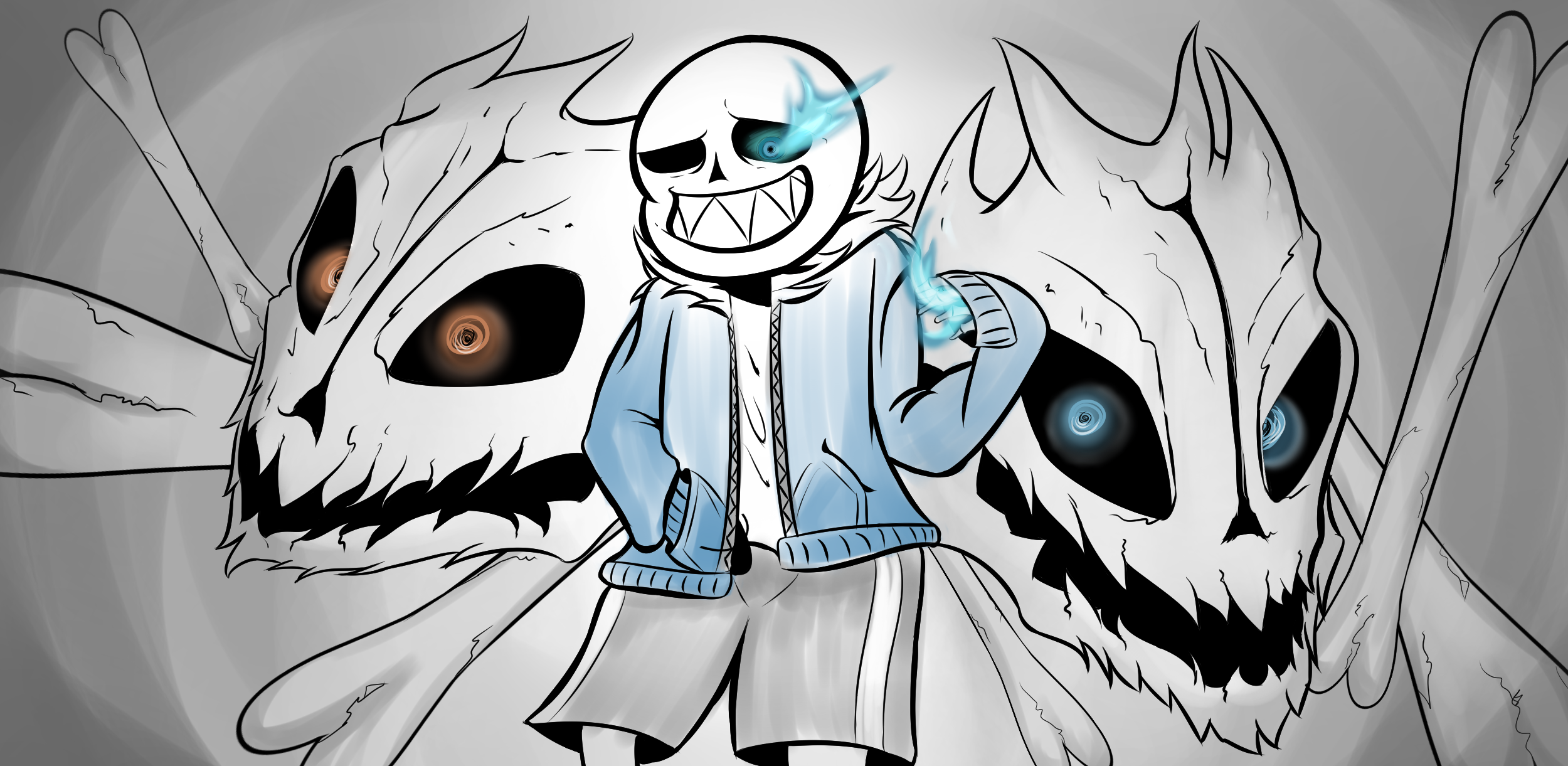 Safebooru - 1boy blue eyes gradient gradient background male focus sans ...