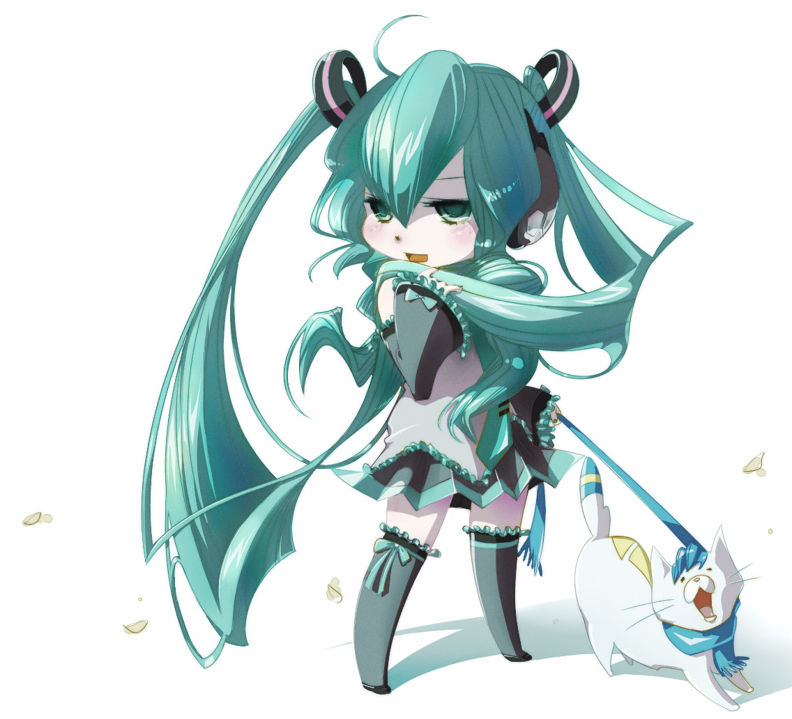 Safebooru - anko (pixiv249614) anko anko aqua hair cat detached sleeves ...