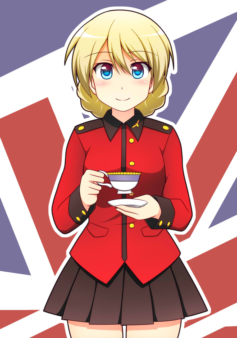 Safebooru - 1girl blonde hair blue eyes braid cup darjeeling girls und ...