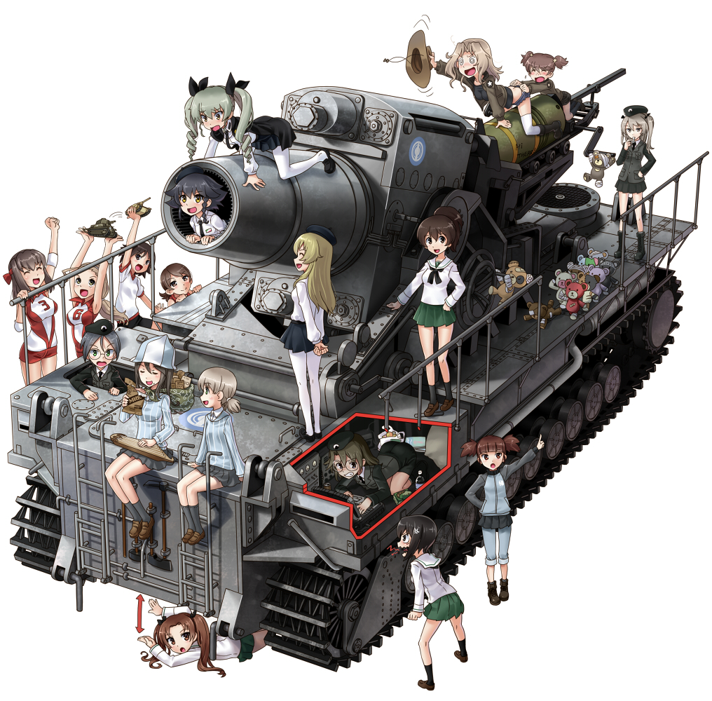 Safebooru - 6+girls @ @ aki (girls und panzer) alisa (girls und panzer) anchovy artillery ass ...