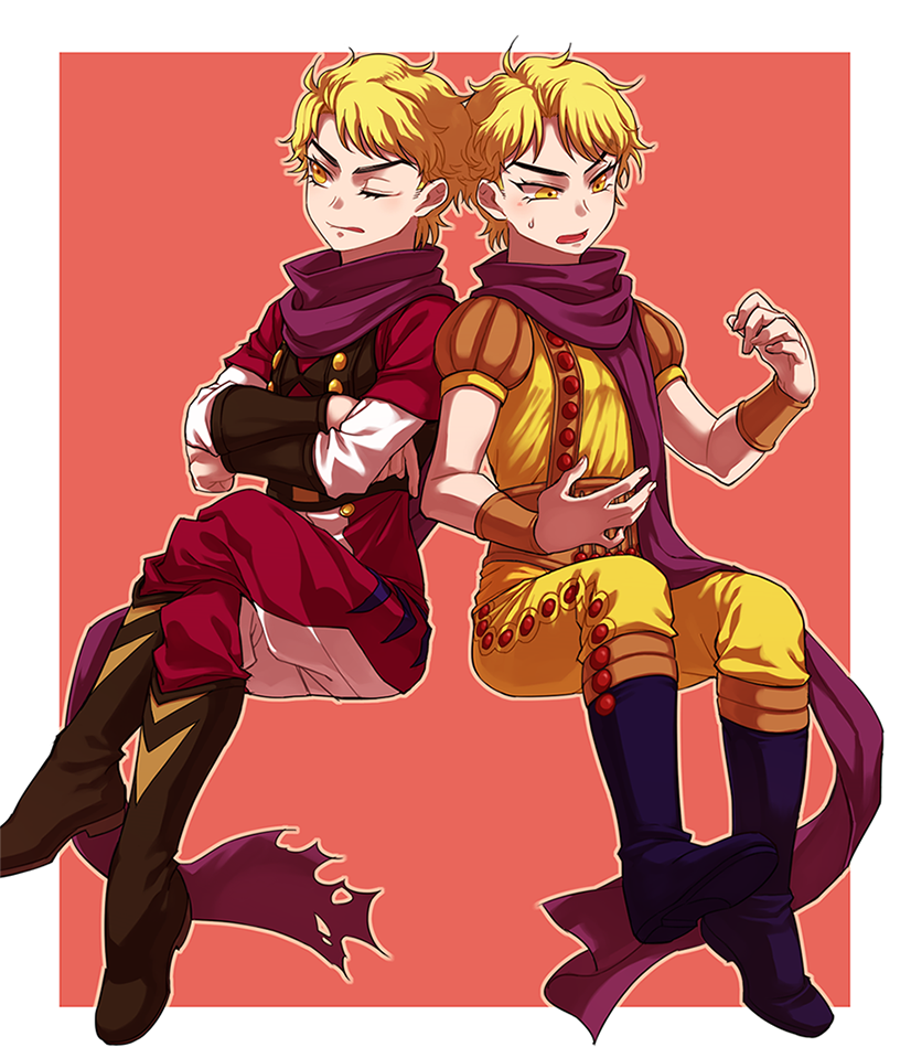 Safebooru - 2boys blonde hair blue boots boots brown boots crossed arms ...