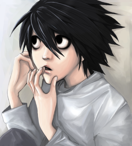 Safebooru - 1boy artist request black hair death note l male focus solo ...