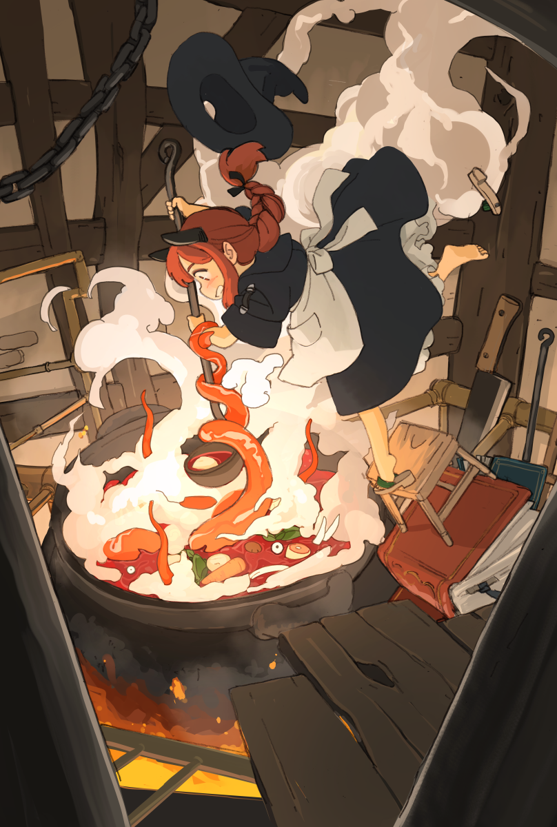 Safebooru - 1girl akai sashimi animal ears apron blush book braid brown hair calamari carrot ...