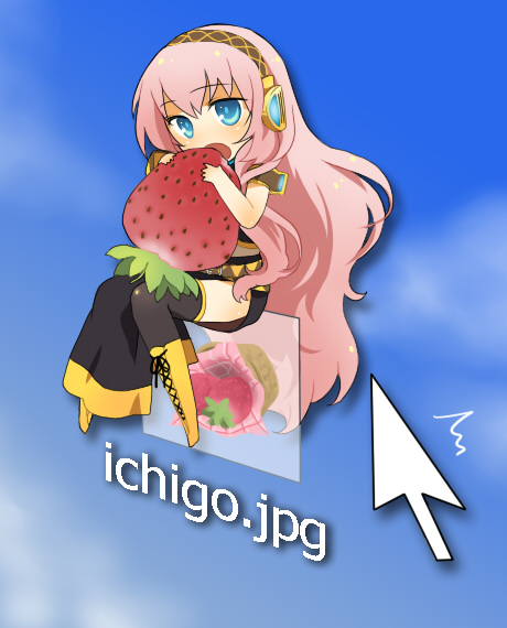 Safebooru - blue eyes cursor food fruit icon long hair megurine luka ...